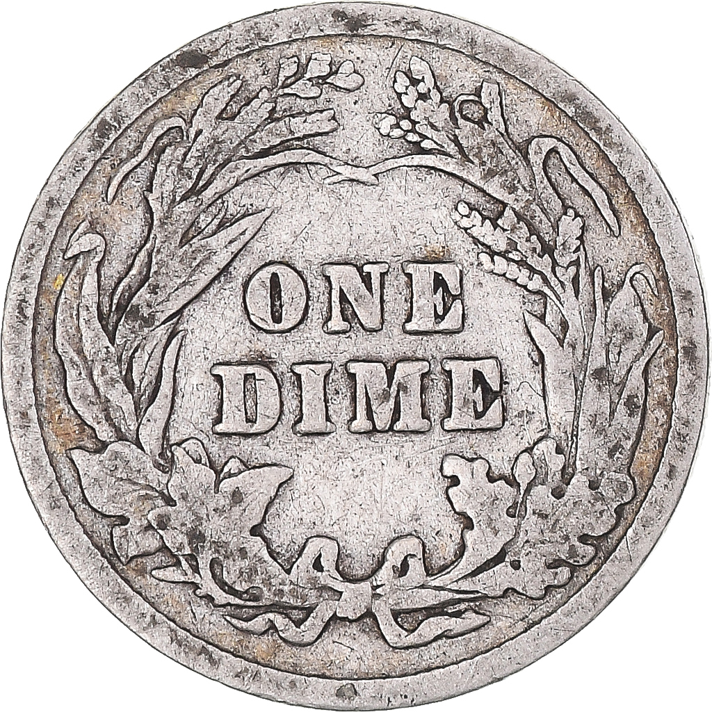 Coin, United States, Barber Dime, Dime, 1904, U.S. Mint, Philadelphia