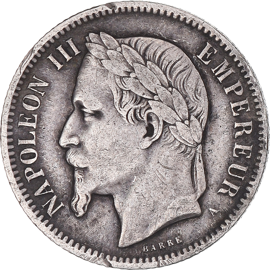 Coin, France, Napoleon III, Franc, 1867, Paris, , Silver, KM:806.1