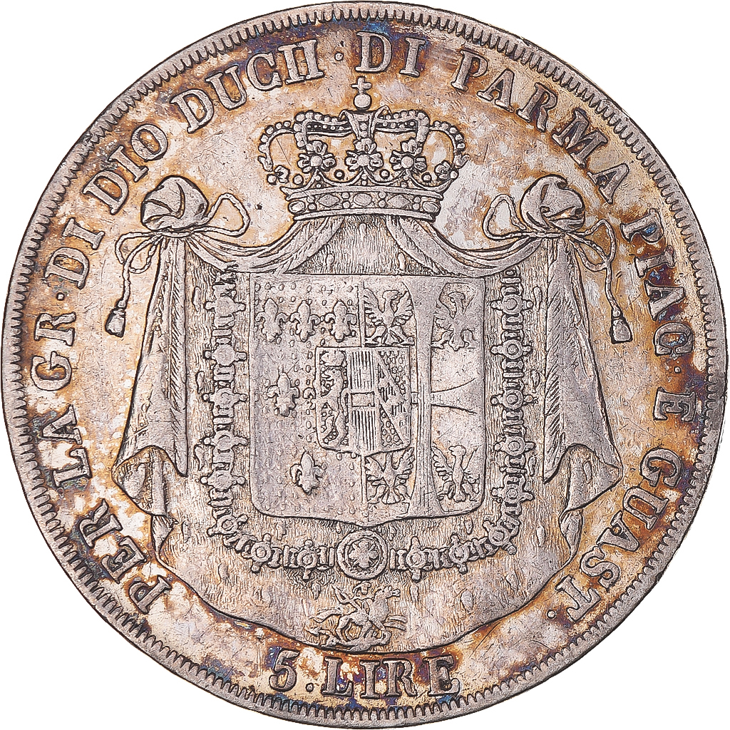 Coin, ITALIAN STATES, PARMA, Maria Luigia, 5 Lire, 1815, Milan,