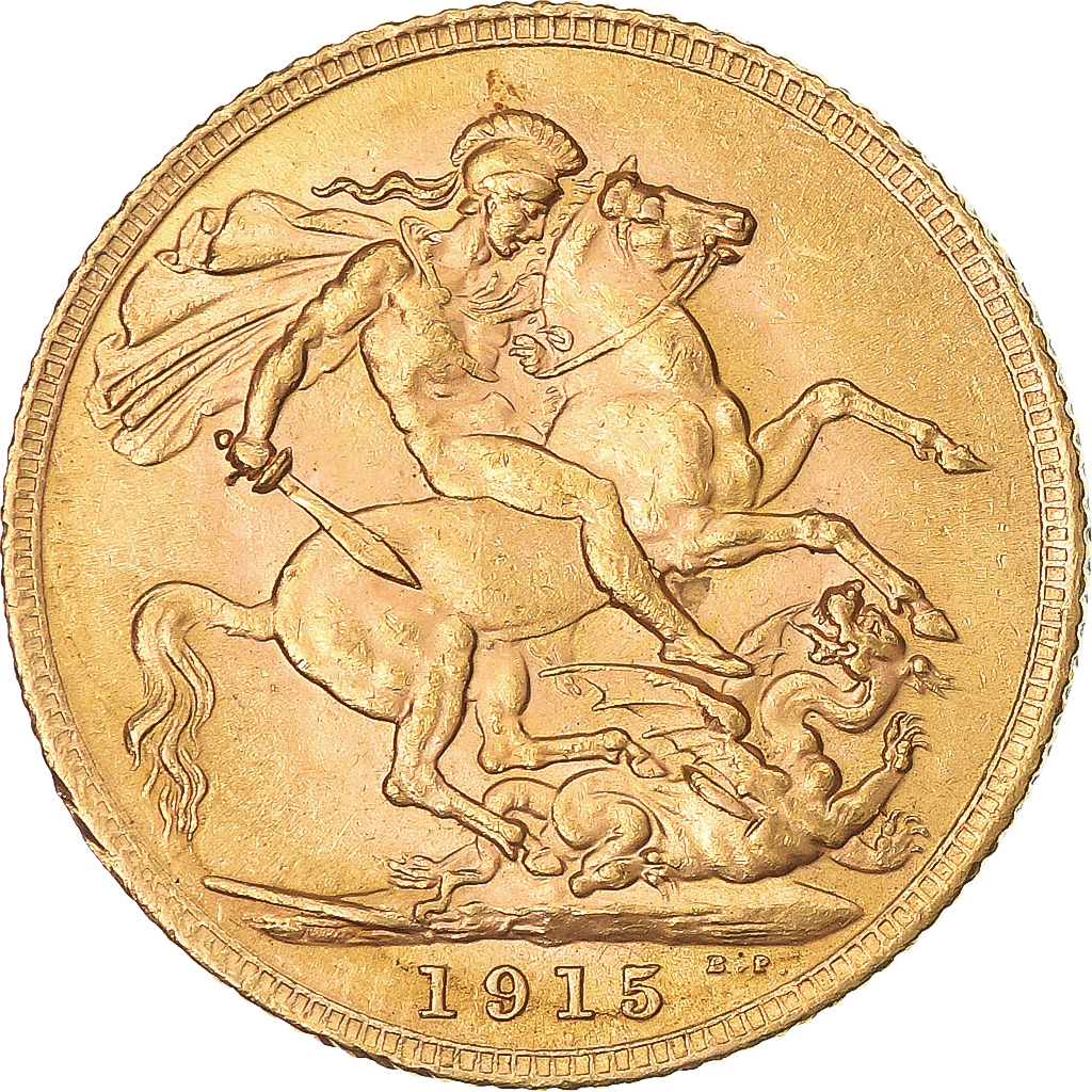 Coin, Great Britain, George V, Souverain, Sovereign, 1915, London,