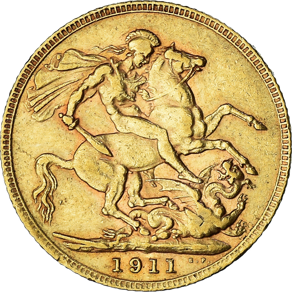 Coin, Great Britain, George V, Sovereign, 1911, London, Souverain,