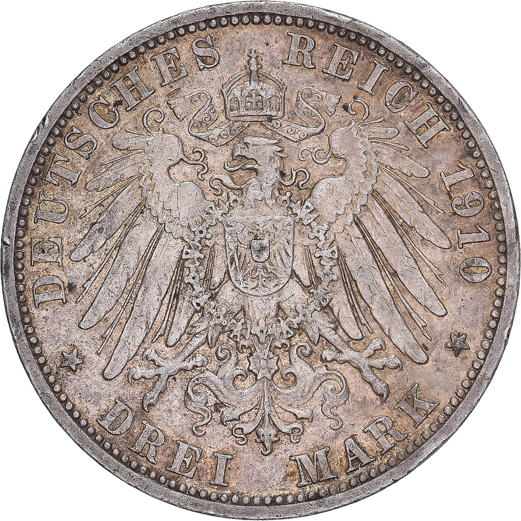 Coin, German States, PRUSSIA, Wilhelm II, 3 Mark, 1910, Berlin,