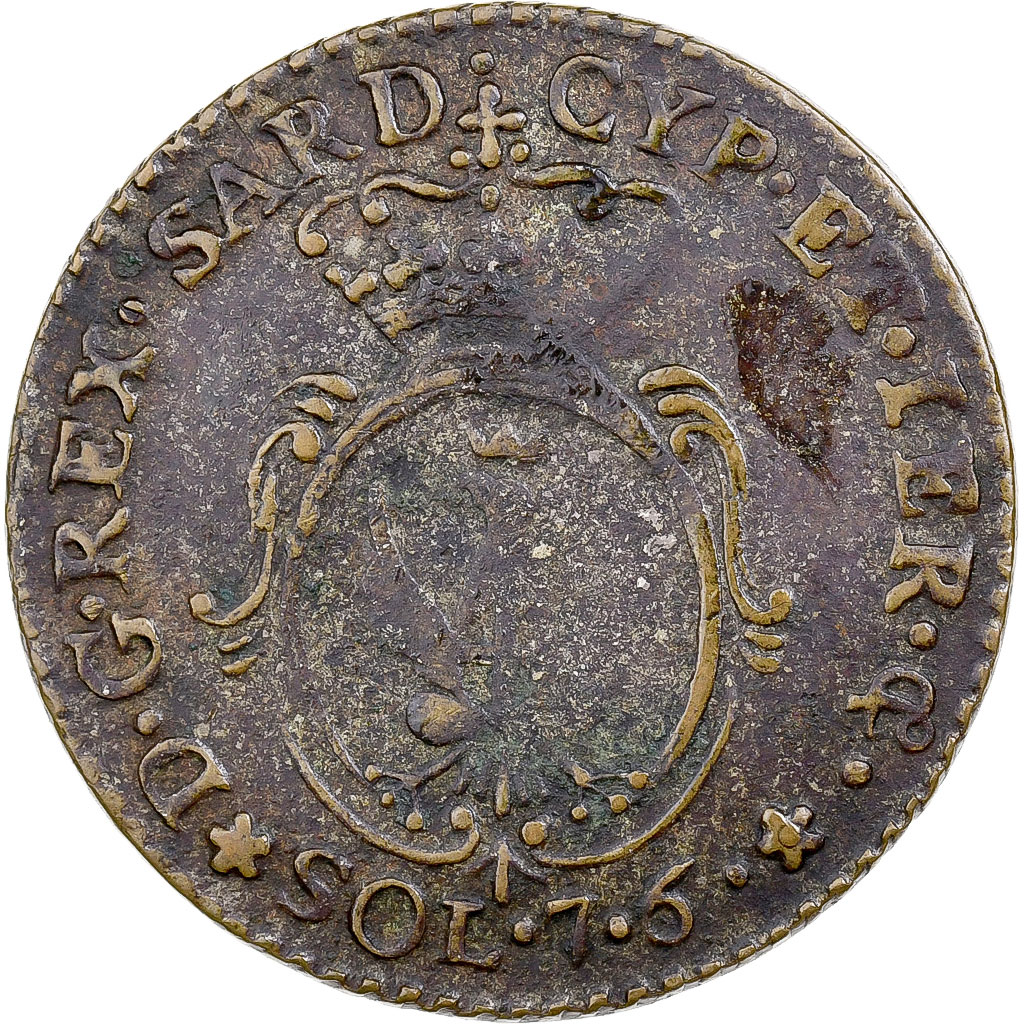 Duchy of Savoy, Carlo Emanuele IV, 7.6 Soldi, 1800, Torino, Billon, AU ...