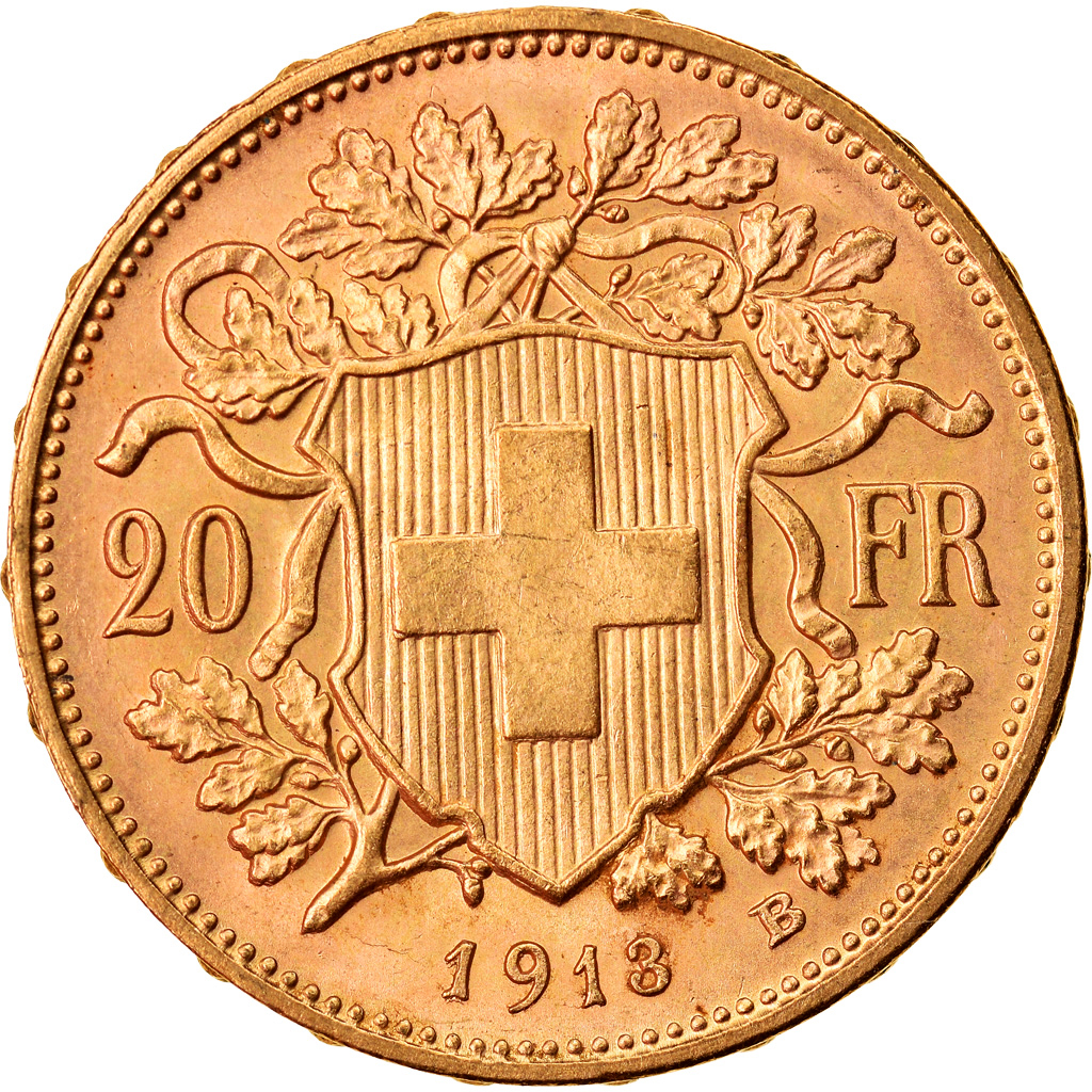 Coin, Switzerland, 20 Francs, 1913, Bern, , Gold, KM:35.1 | European Coins