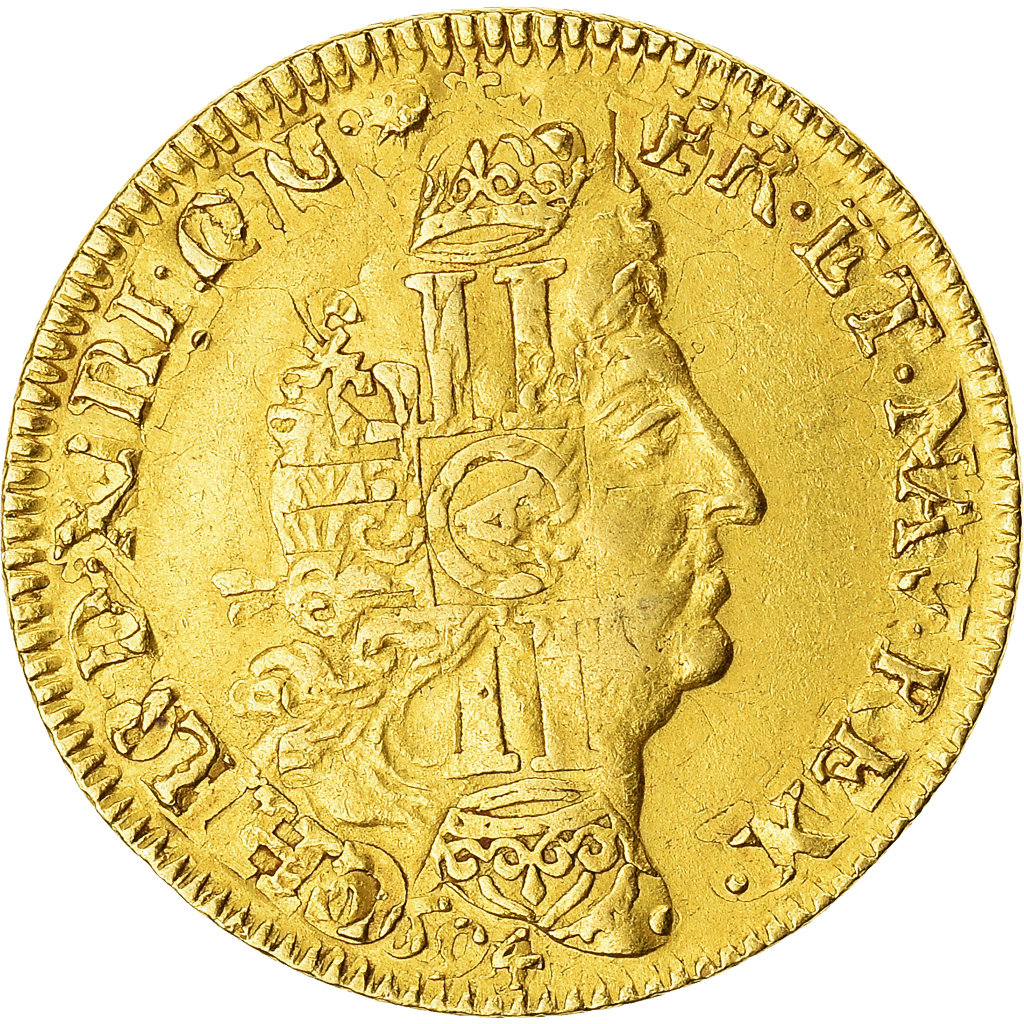 Coin, France, Louis XIV, Louis d'or aux 4 L, Louis d'Or, 1694, Paris