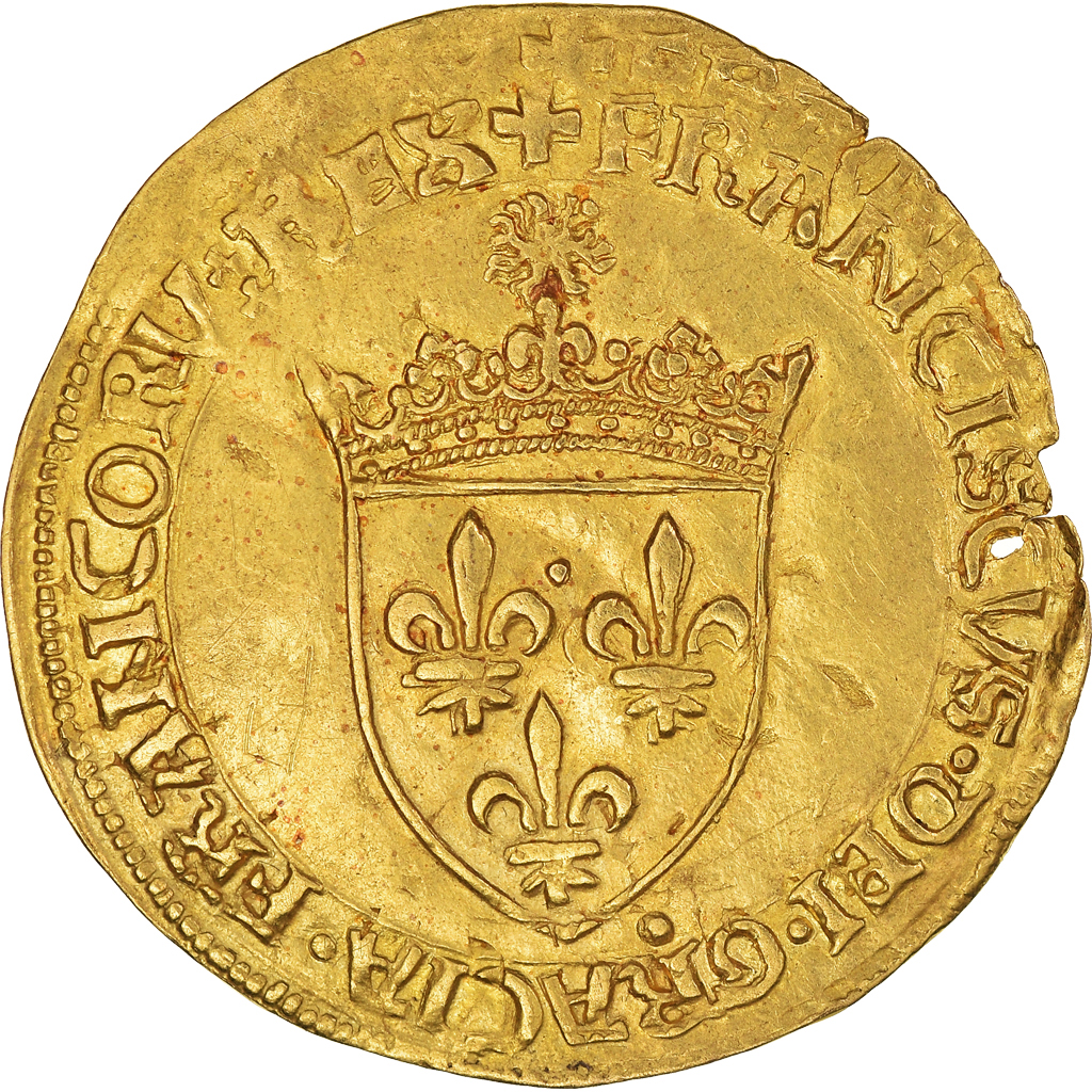 Coin, France, François Ier, Écu d'or au soleil, Rouen, , Gold