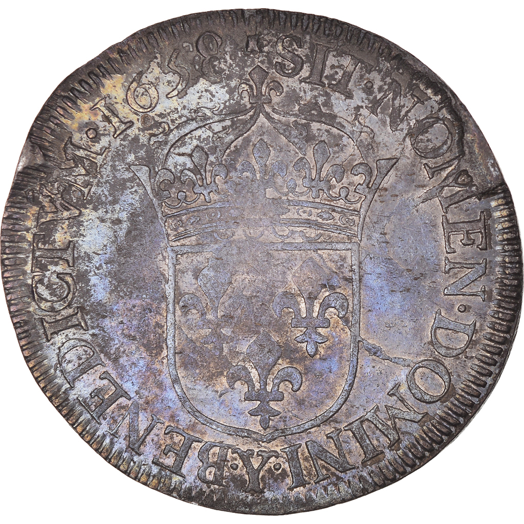 France, Louis XIV, 1/2 Écu de Bourges, 1658, Bourges, Silver,