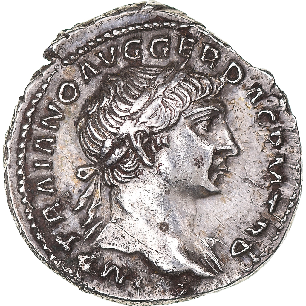 Coin, Ancient Rome, Roman Empire (27 BC – AD 476), Trajan, Denarius, 108