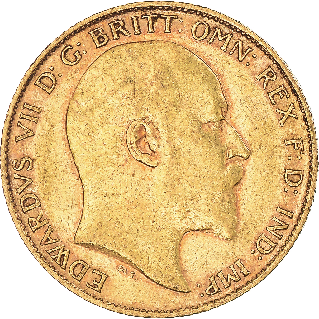 Coin, Great Britain, Edward VII, 1/2 Sovereign, 1908, London, EF(40-45 ...