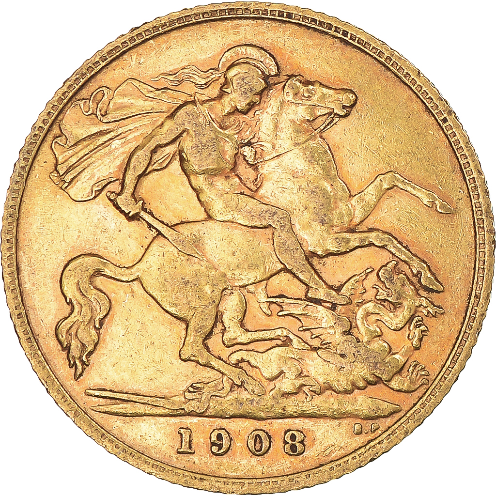 Coin, Great Britain, Edward VII, 1/2 Sovereign, 1908, London, EF(40-45 ...