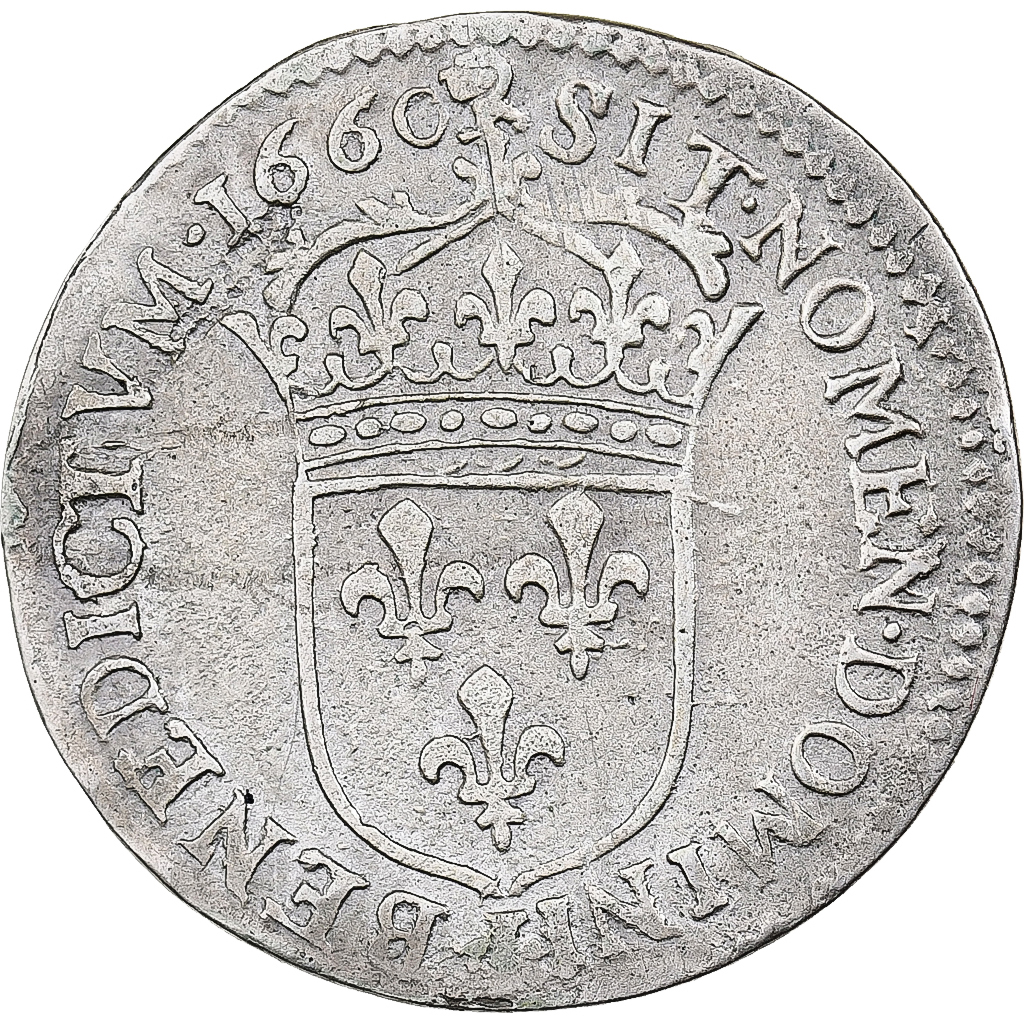 France, Louis XIV, 1/12 Ecu à la mèche longue, 1660, Limoges, Silver