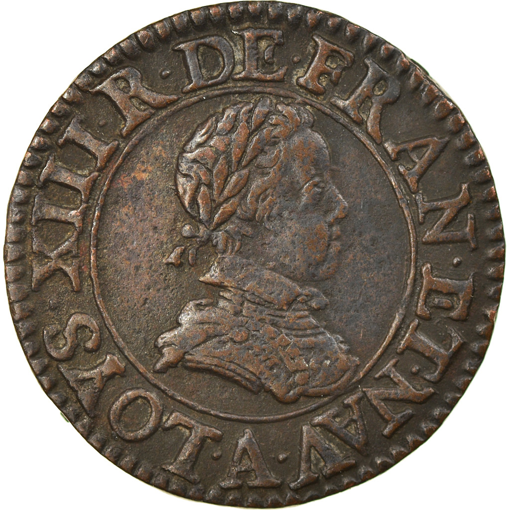 Coin, France, Louis XIII, Double Tournois, 1613, Paris, , Copper