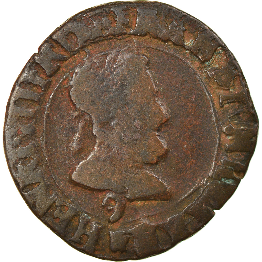Coin, France, Henri IV, Double Tournois, 1593, Rennes, , Copper
