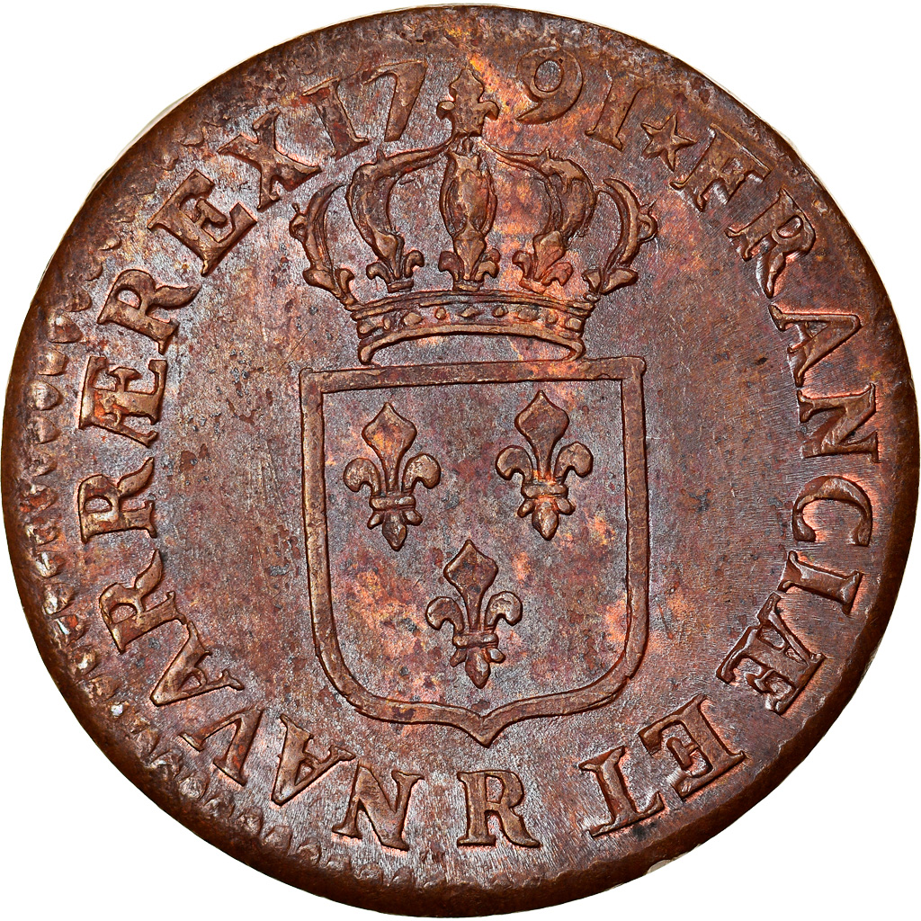 Coin, France, Louis XVI, Sol ou sou, Sol, 1791, Orléans, , Copper