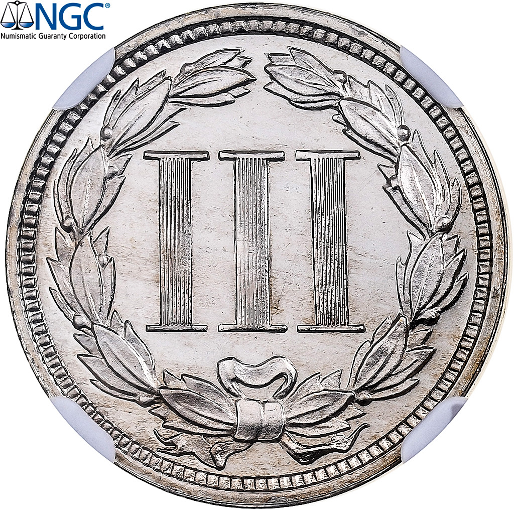 United States, Nickel 3 Cents, 1867, Philadelphia, Proof, Copper-nickel ...