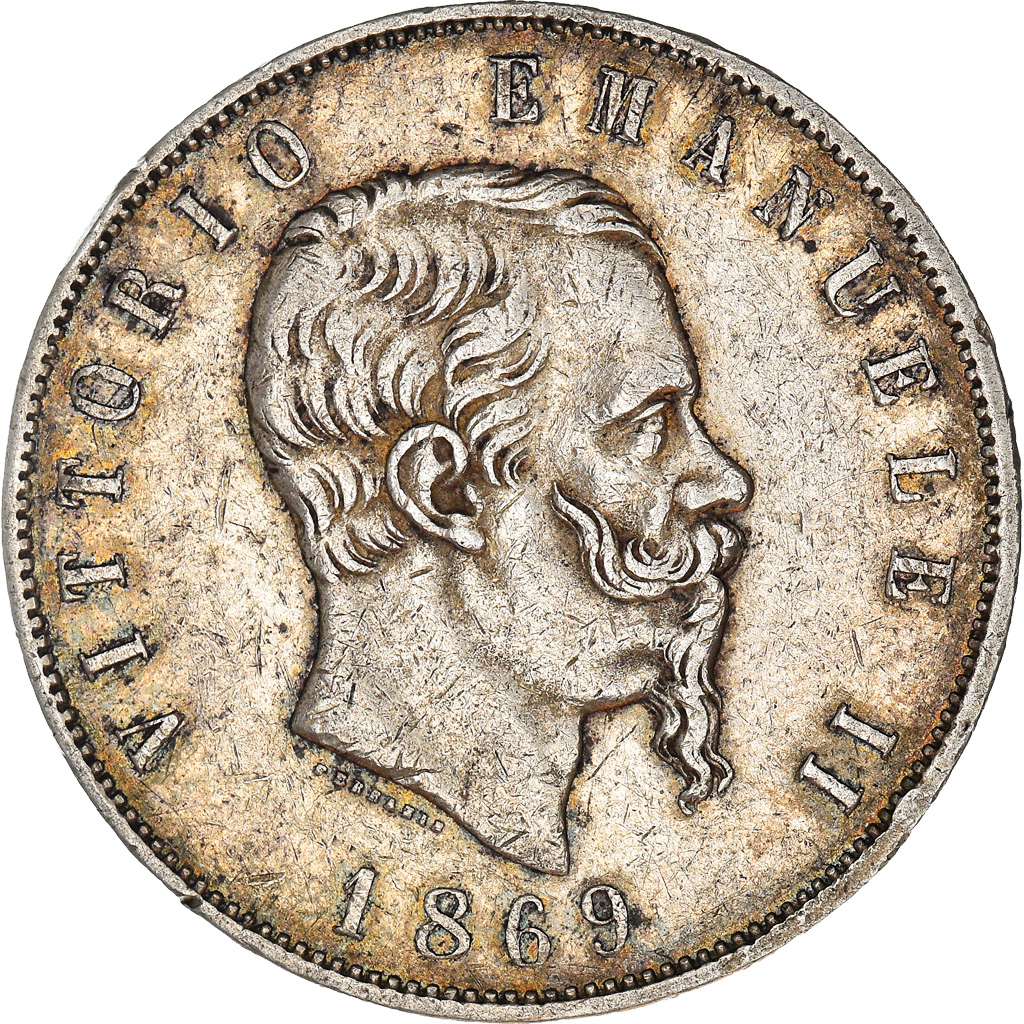 Coin, Italy, Vittorio Emanuele II, 5 Lire, 1869, Milan, , Silver