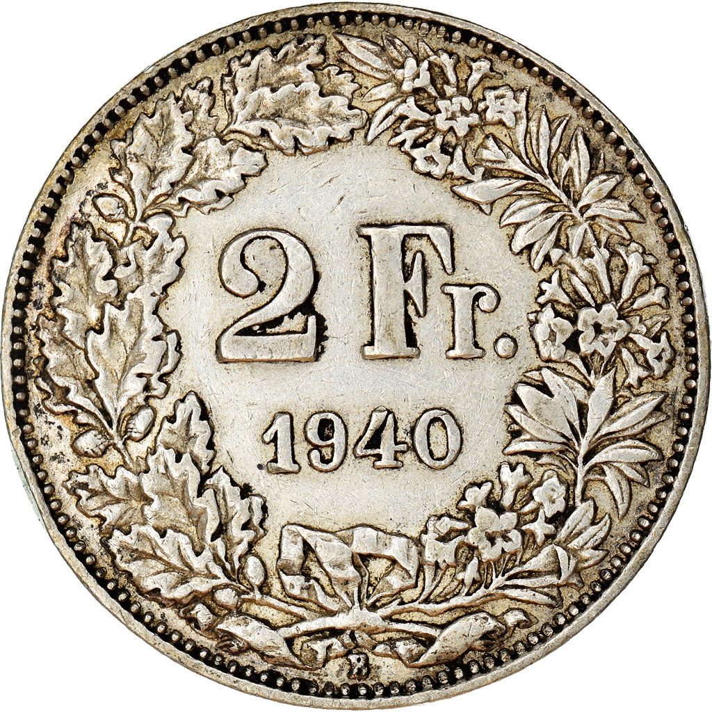 Coin, Switzerland, 2 Francs, 1940, Bern, , Silver, KM:21 | European Coins