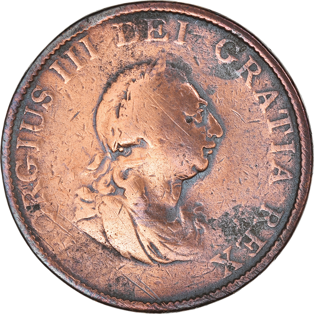 Coin, Great Britain, George III, 1/2 Penny, 1799, , Copper, KM:647