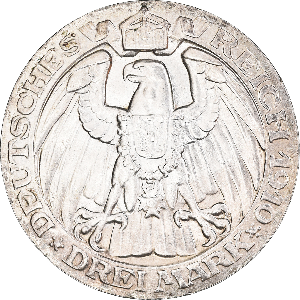 Coin, German States, PRUSSIA, Wilhelm II, 3 Mark, 1910, Berlin,