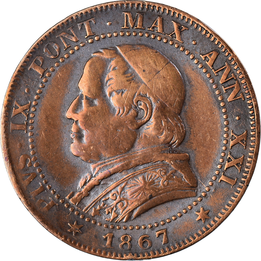 Coin, ITALIAN STATES, PAPAL STATES, Pius IX, Soldo, 5 Centesimi, 1867, Roma