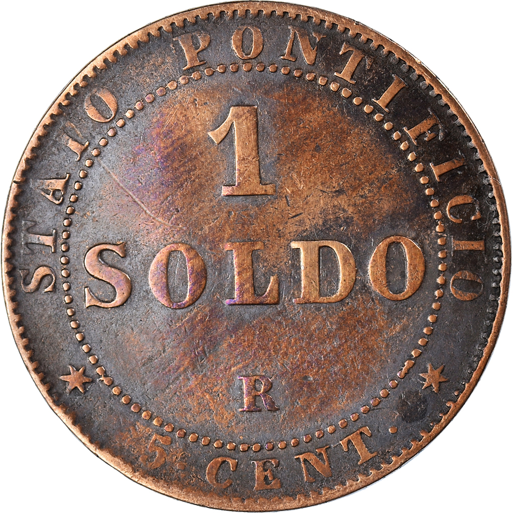 Coin, ITALIAN STATES, PAPAL STATES, Pius IX, Soldo, 5 Centesimi, 1867, Roma
