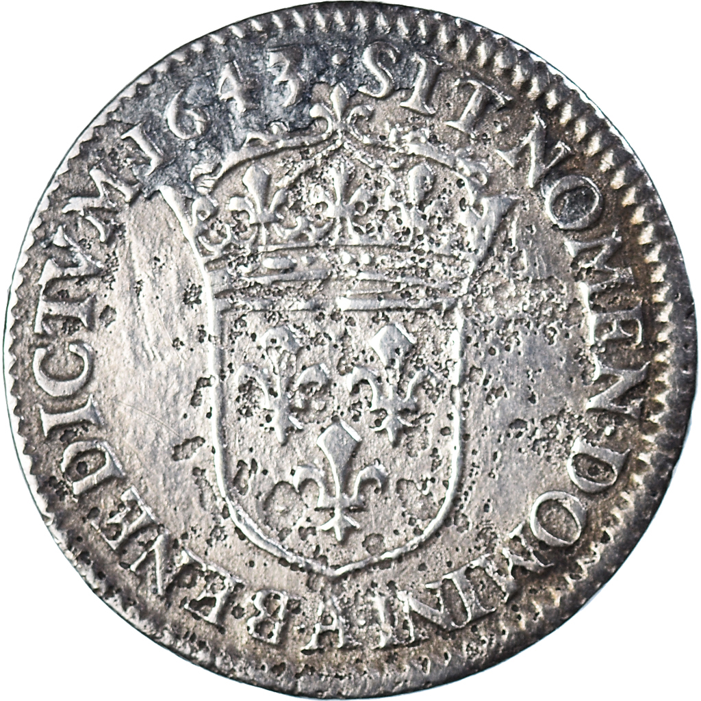 Coin, France, Louis XIII, 1/12 ECU, 10 Sols, 1643, Paris, 2ème poinçon de