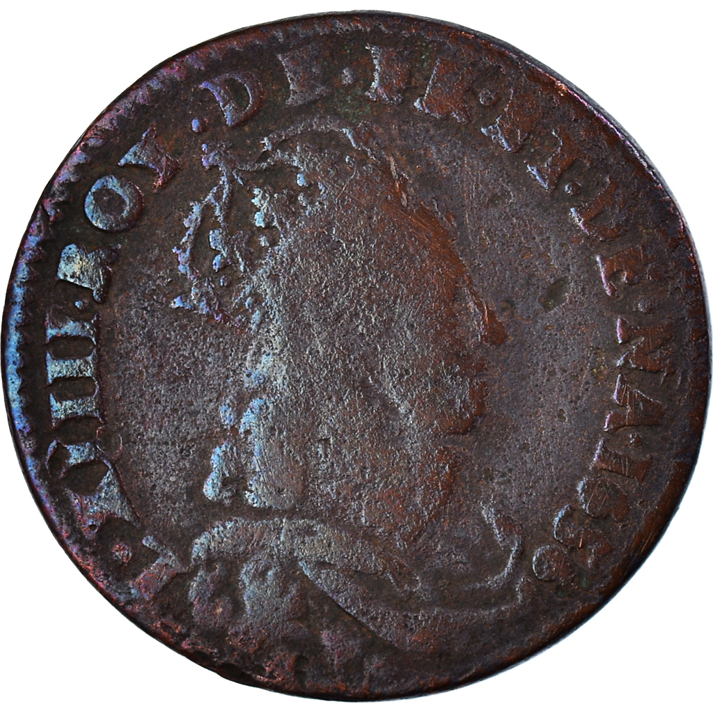 Coin, France, Louis XIV, Liard de France, 1656, Acquigny, , Copper