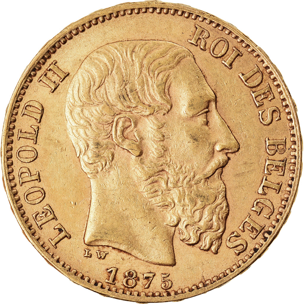 Coin, Belgium, Leopold II, 20 Francs, 20 Frank, 1875, , Gold, KM:37