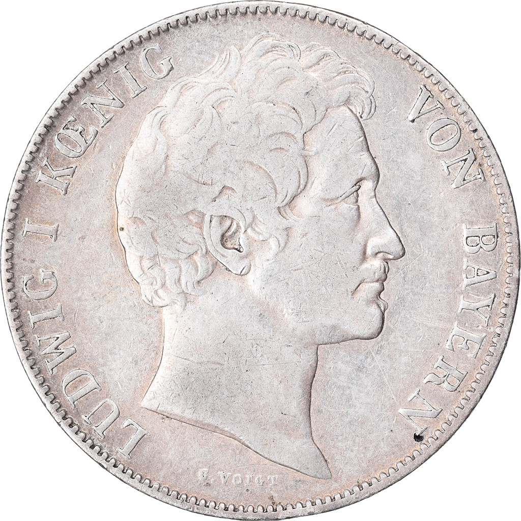 Coin, German States, BAVARIA, Ludwig I, Gulden, 1844, , Silver, KM:788