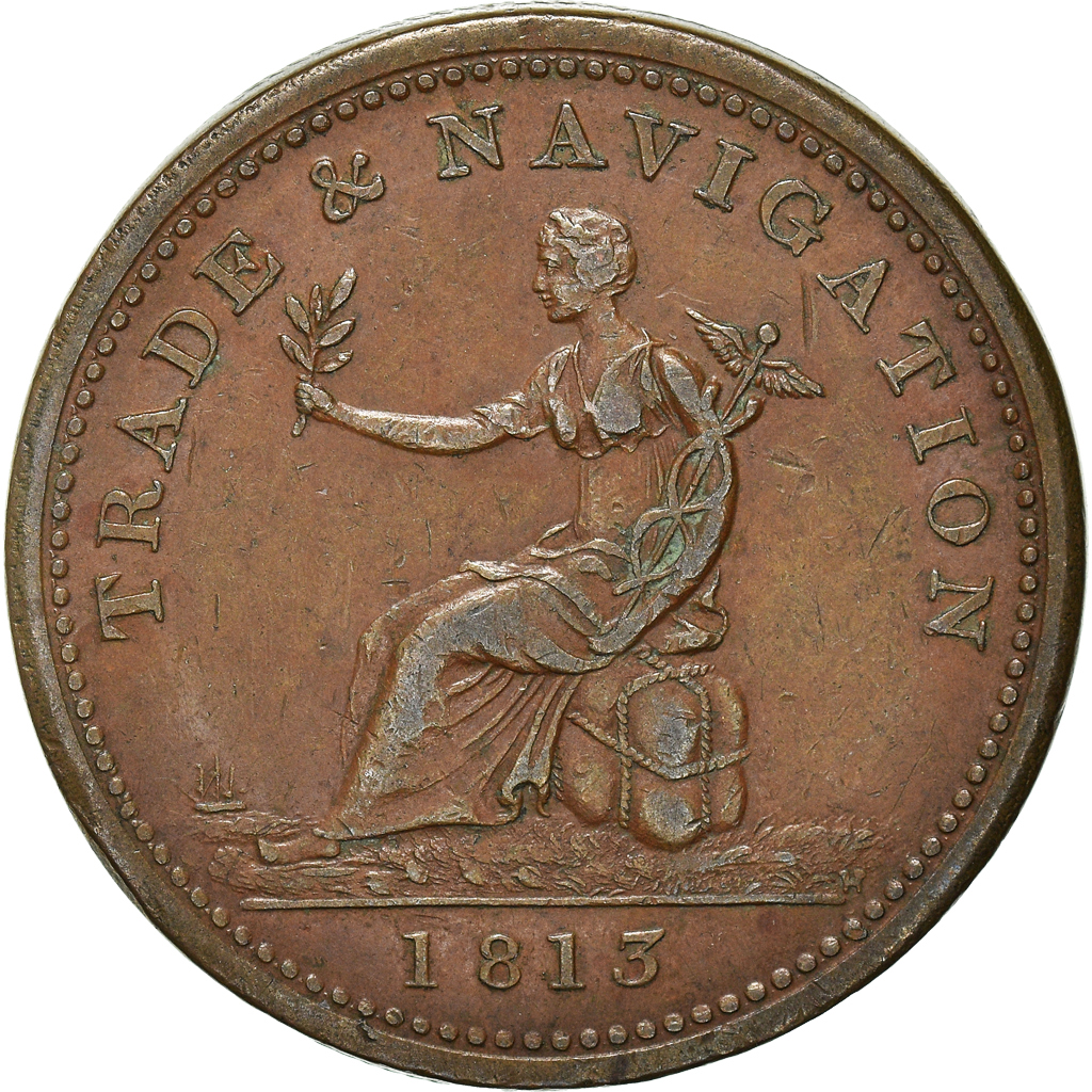 Coin, Canada, Nova Scotia, Trade & Navigation, Penny Token, 1813,