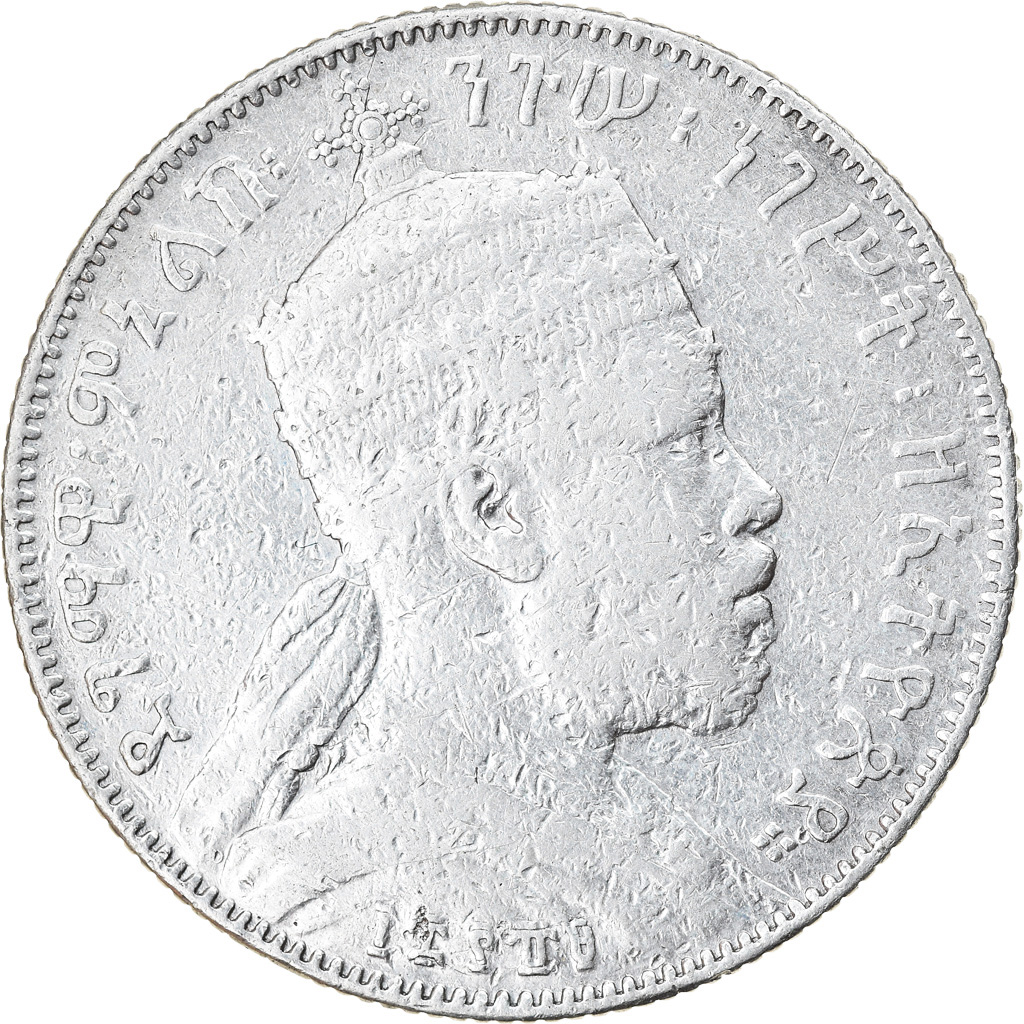 Coin, Ethiopia, Menelik II, 1/2 Birr, 1897, Paris, , Silver, KM:4