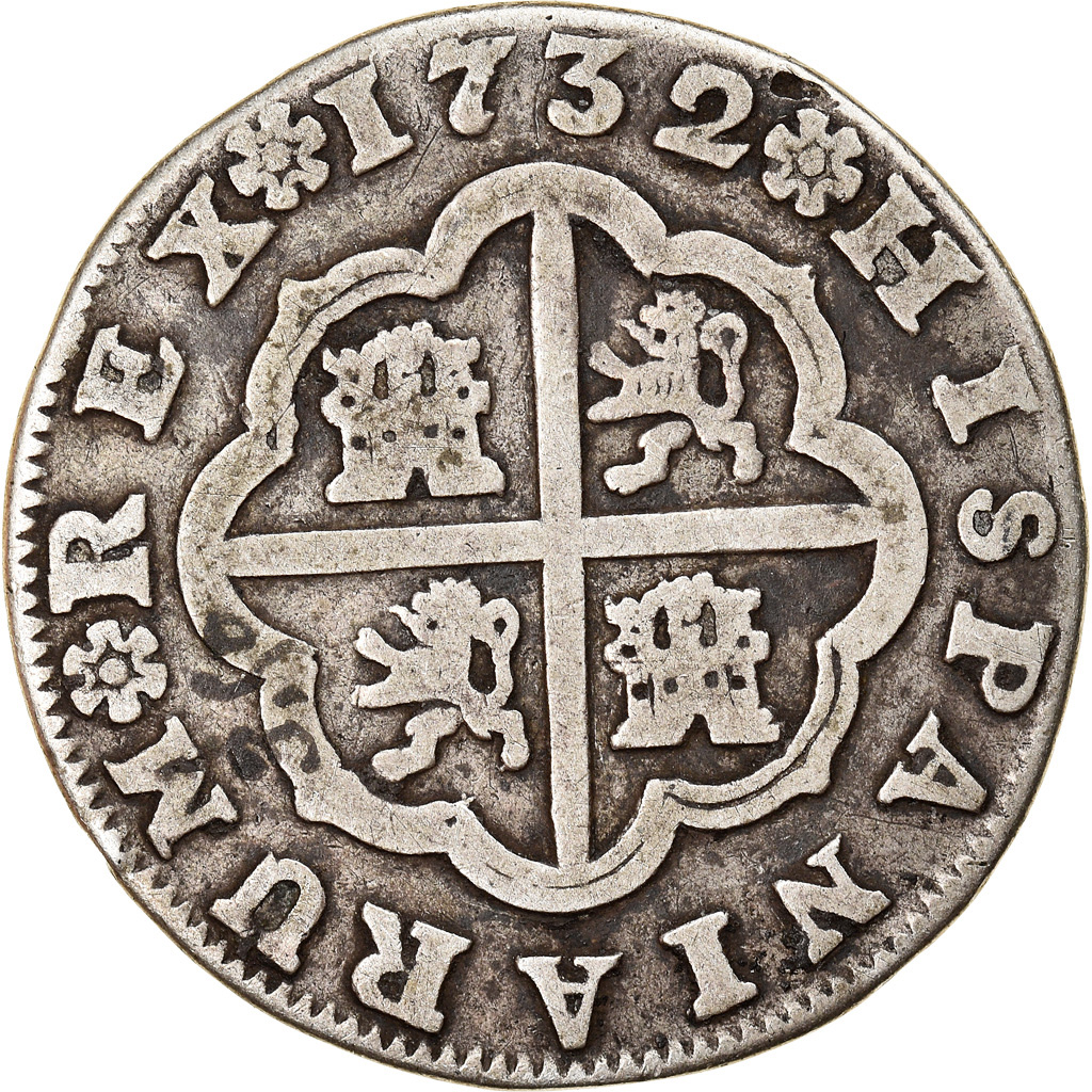 Coin, Spain, Philip V, 2 Reales, 1732, Seville, , Silver, KM:355