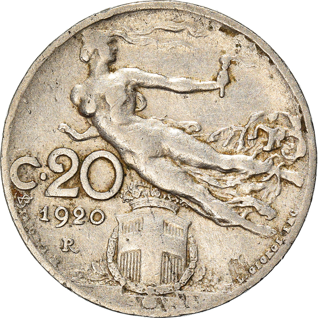 Coin, Italy, Vittorio Emanuele III, 20 Centesimi, 1920, Rome,