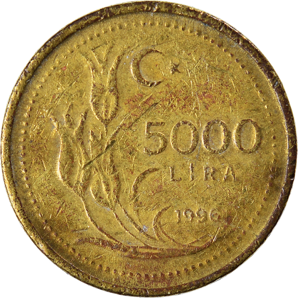 [#929530] moneda, turquía, 5000 lira, 1996 - Compra venta en todocoleccion