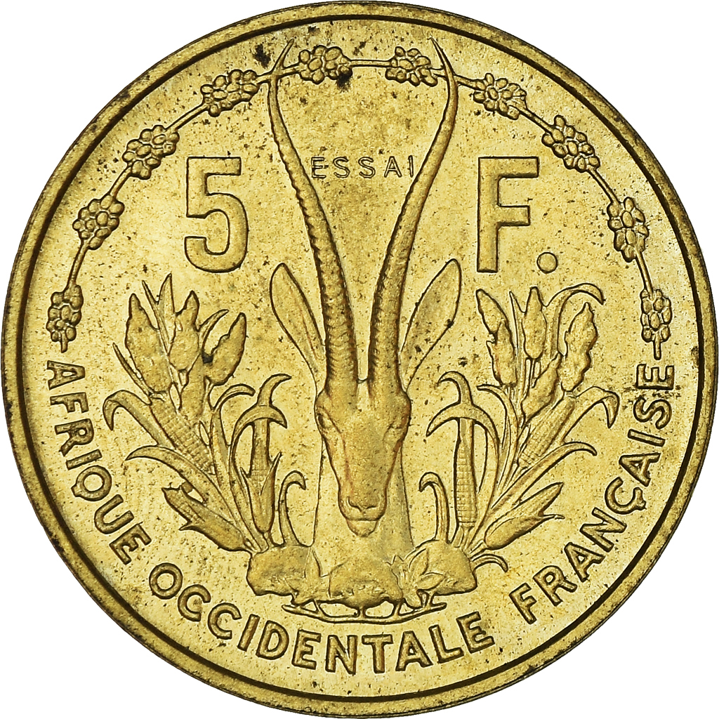Coin, French West Africa, 5 Francs, 1956, , Aluminum-Bronze, KM:E3