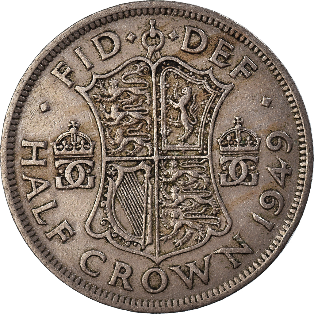 Coin, Great Britain, 1/2 Crown, 1949 | European Coins