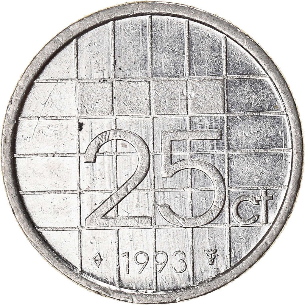 Coin, Netherlands, 25 Cents, 1993 | European Coins