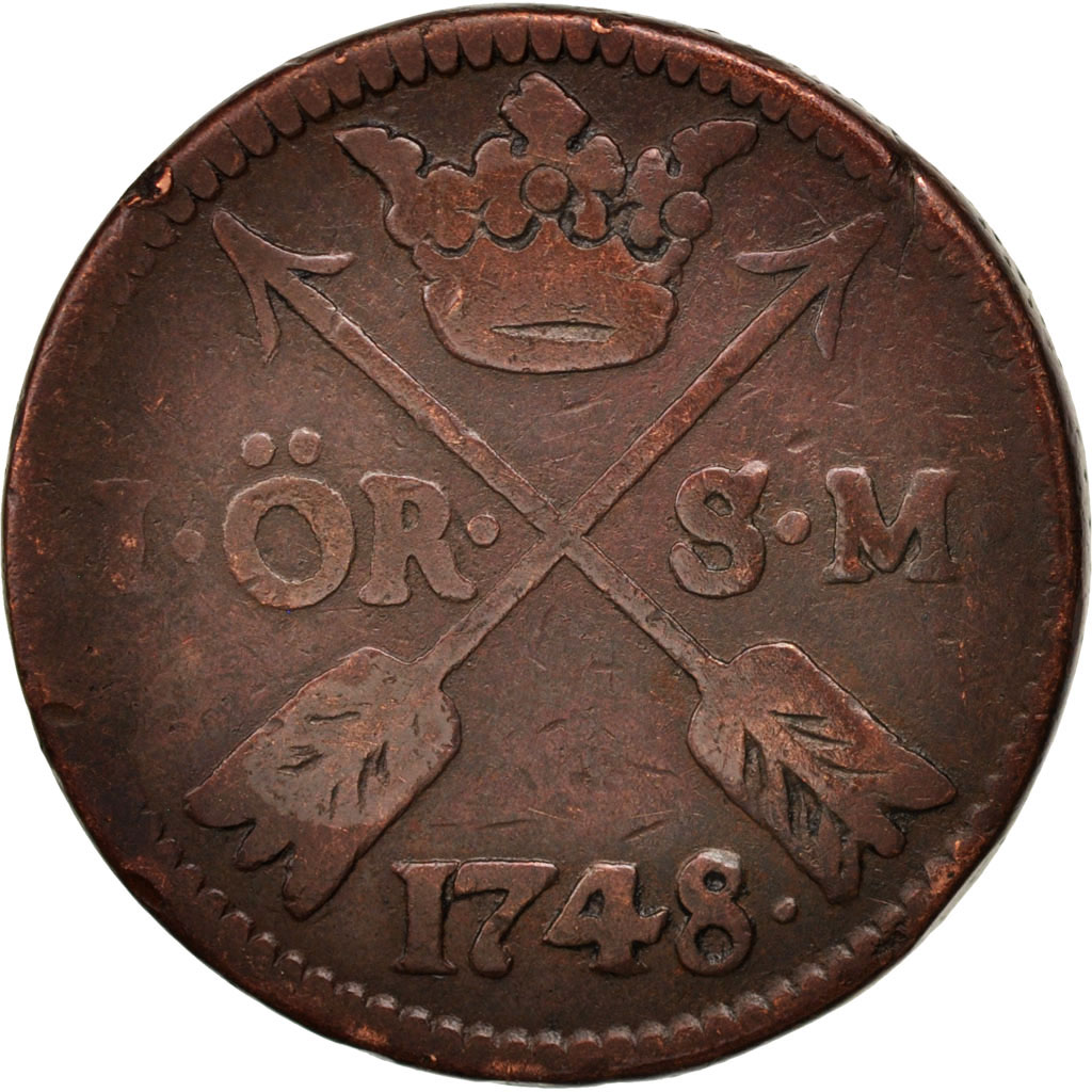 Coin, Sweden, Frederick I, Ore, S.M., 1748, , Copper, KM:416.1