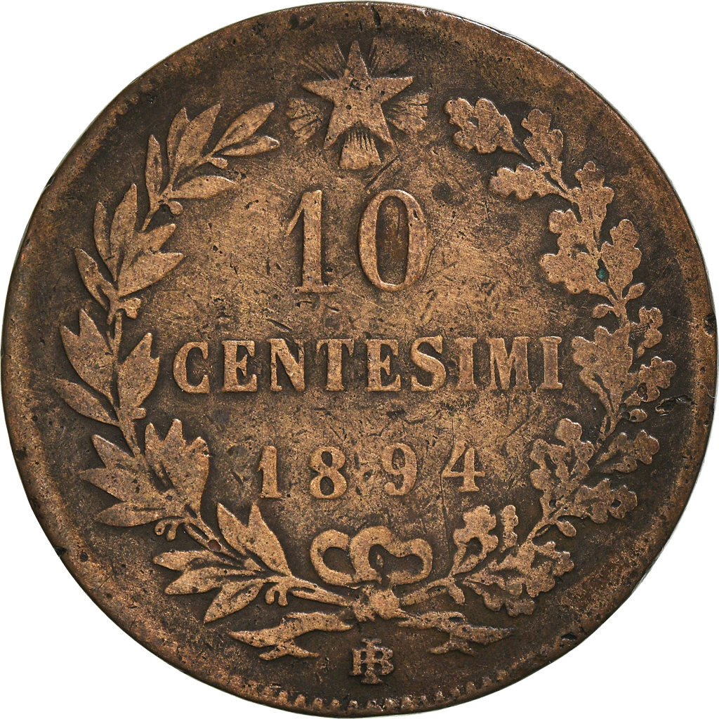 Coin, Italy, Umberto I, 10 Centesimi, 1894, Birmingham, , Copper