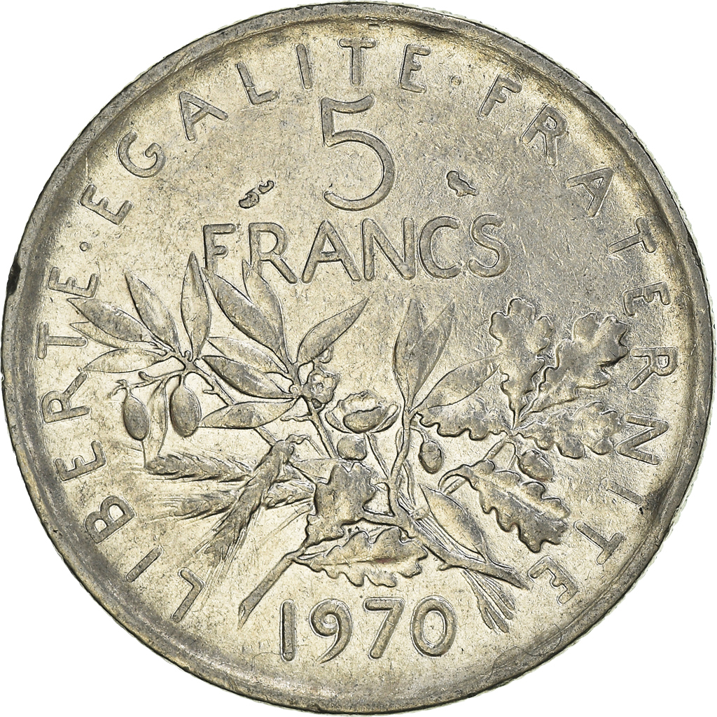 Coin, France, Semeuse, 5 Francs, 1970, Paris, , Nickel Clad | European ...