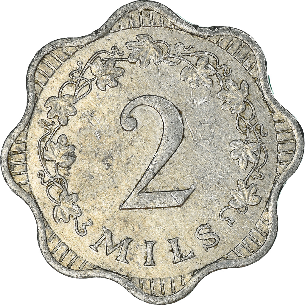 Coin, Malta, 2 Mils, 1972 | European Coins