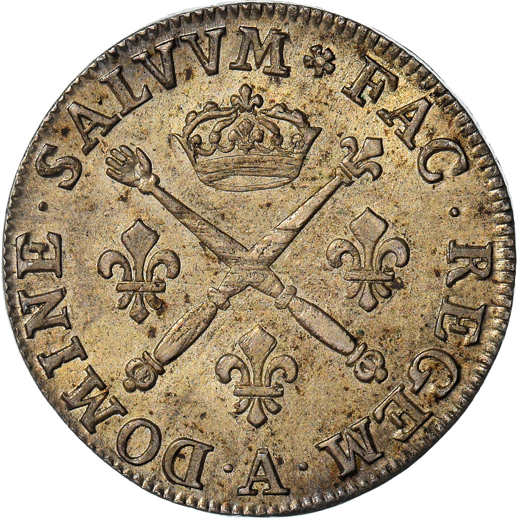 Coin, France, Louis XIV, 20 Sols aux insignes, 1/4 Ecu, 1708, Paris,