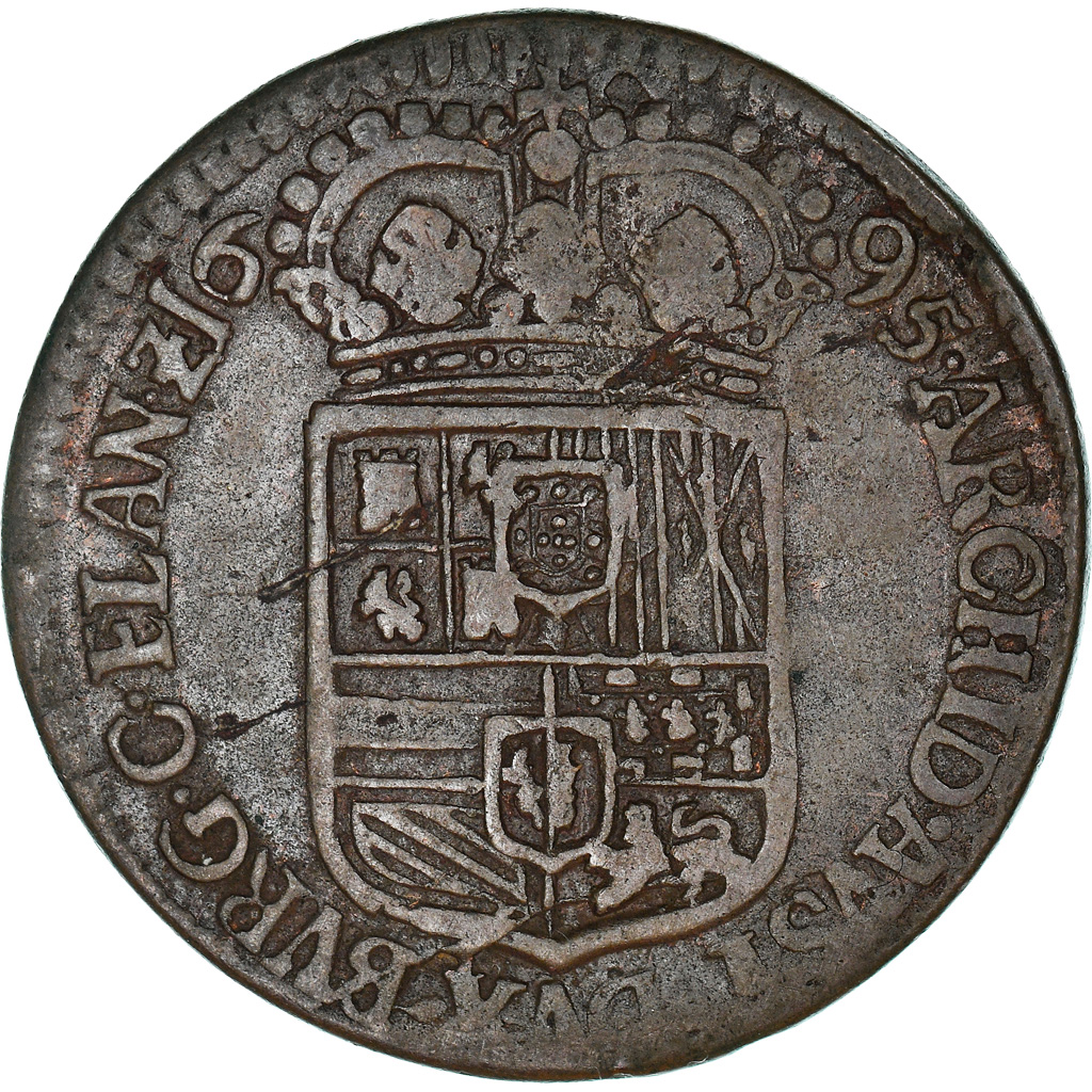 Coin, Spanish Netherlands, Flanders, Charles II, Liard, 12 Mites, 1695 ...