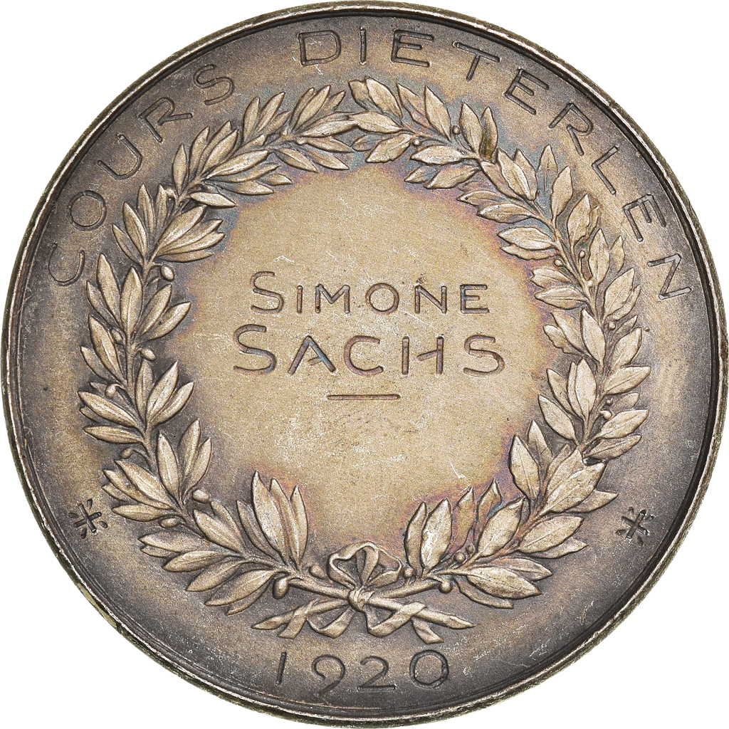 France, Medal, Cours Dieterlen, Simone Sachs, 1920, Brenet, , Silvered