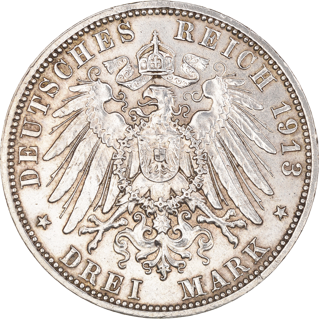 Coin, German States, SAXONY-ALBERTINE, Friedrich August III, 3 Mark, 1913