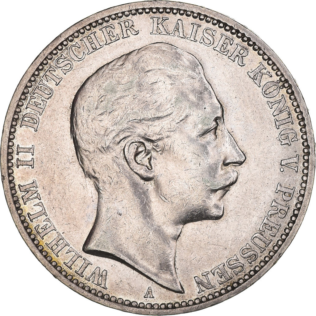 Coin, German States, PRUSSIA, Wilhelm II, 3 Mark, 1909, Berlin,