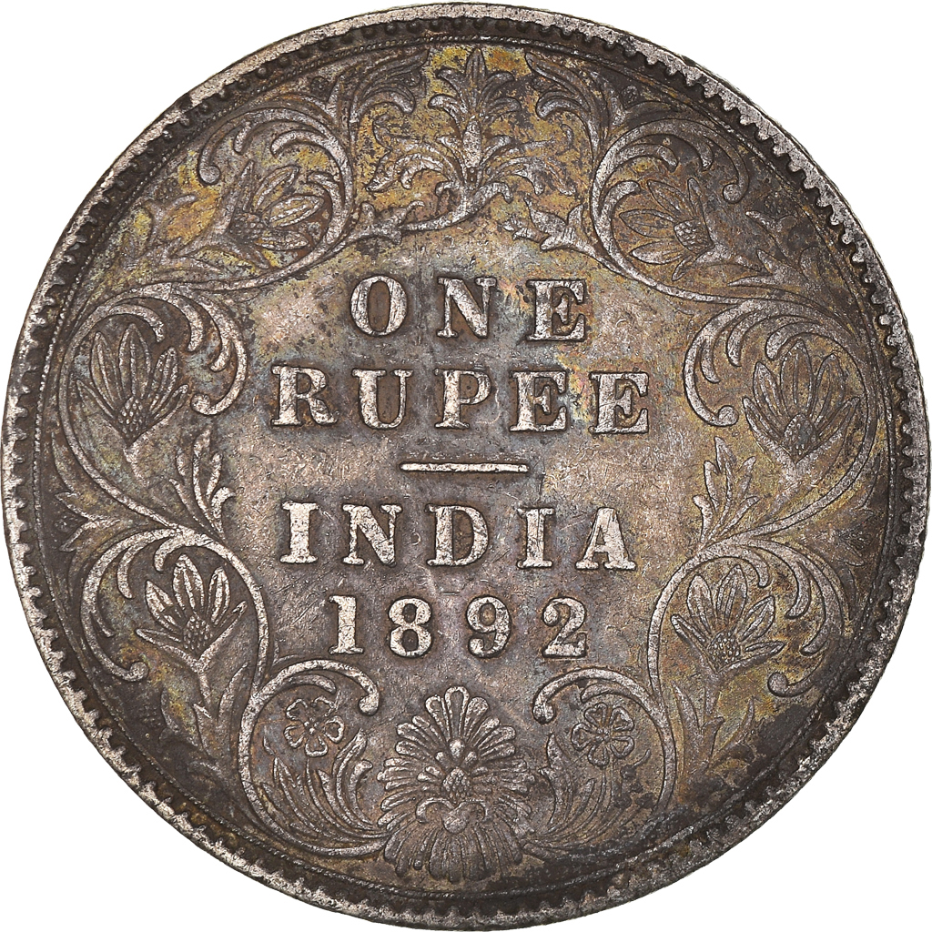 Coin, INDIA-BRITISH, Victoria, Rupee, 1892, Calcutta, , Silver, KM:492