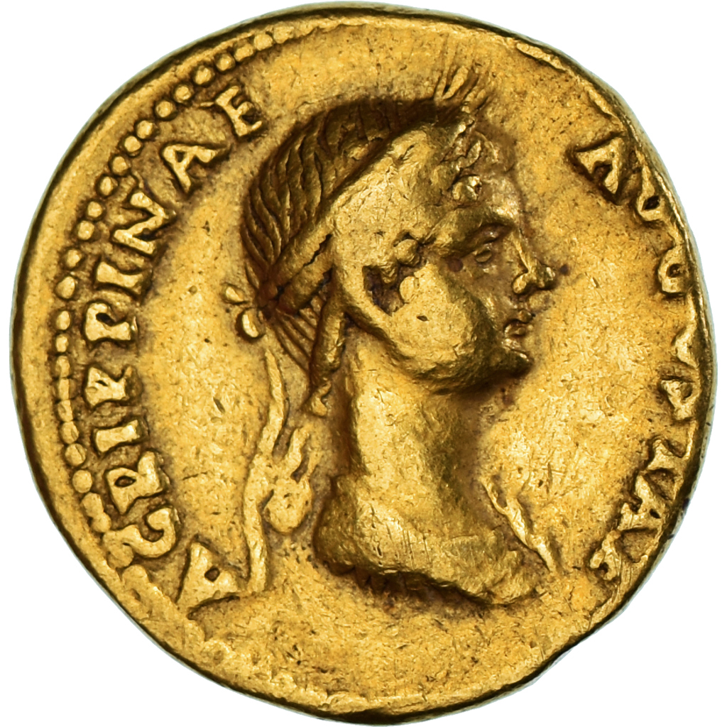 Coin, Claudius and Agrippina, Aureus, 50-54, Rome, , Gold, RIC:I-80